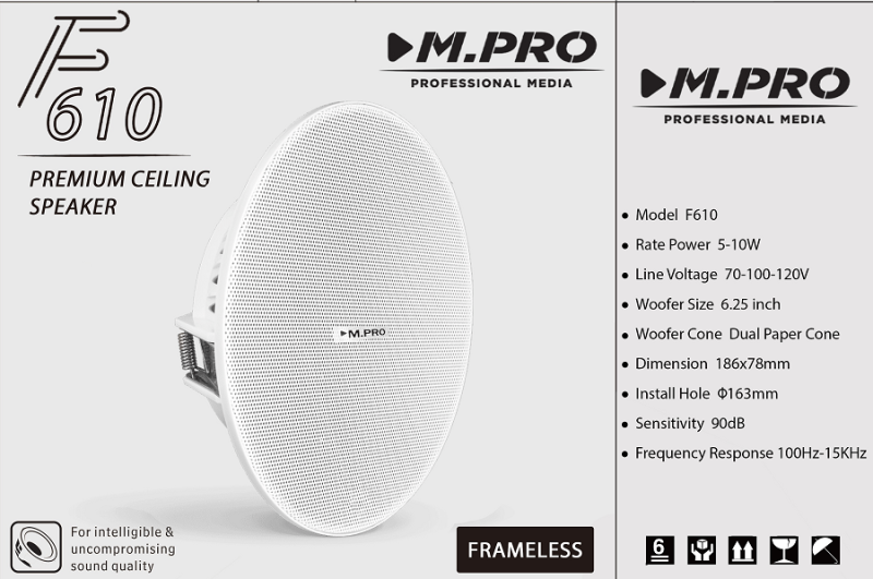 بلندگو سقفی فریم لس MPRO F610 - فروشگاه اینترنتی بانی باند